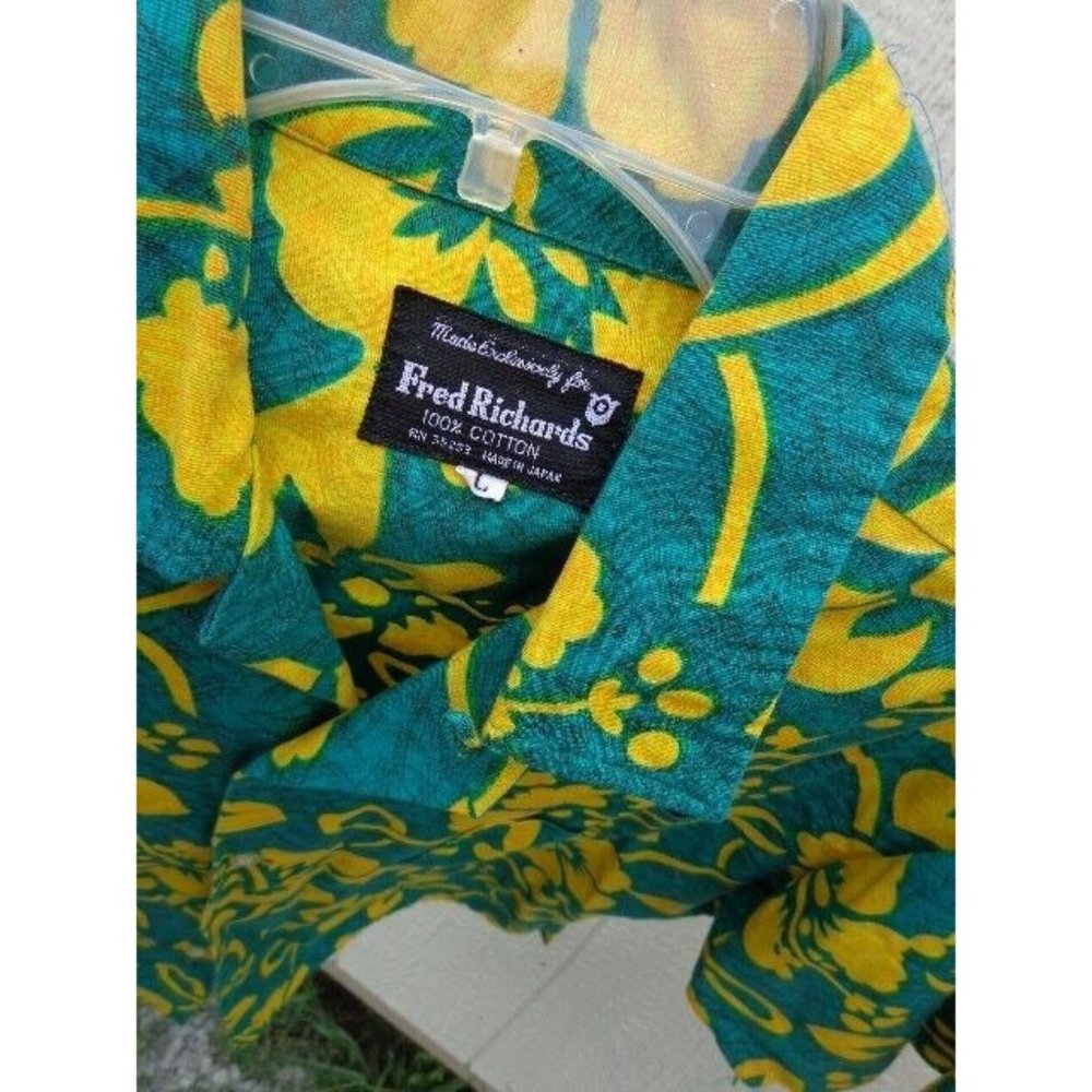 L Vtg Fred Richards 1950s 60s Green Yellow Extra Loop… - Gem